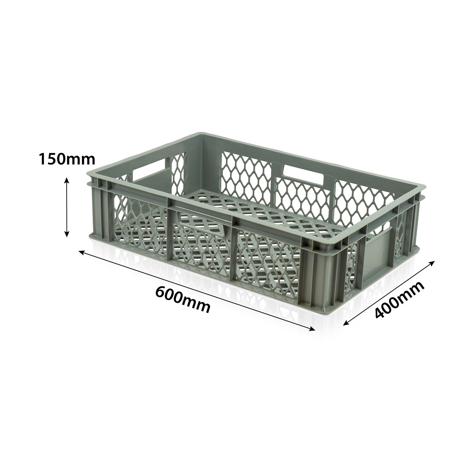 26L (600x400x150mm) Ventilated Stacking Euro Crate – Storage Box Shop